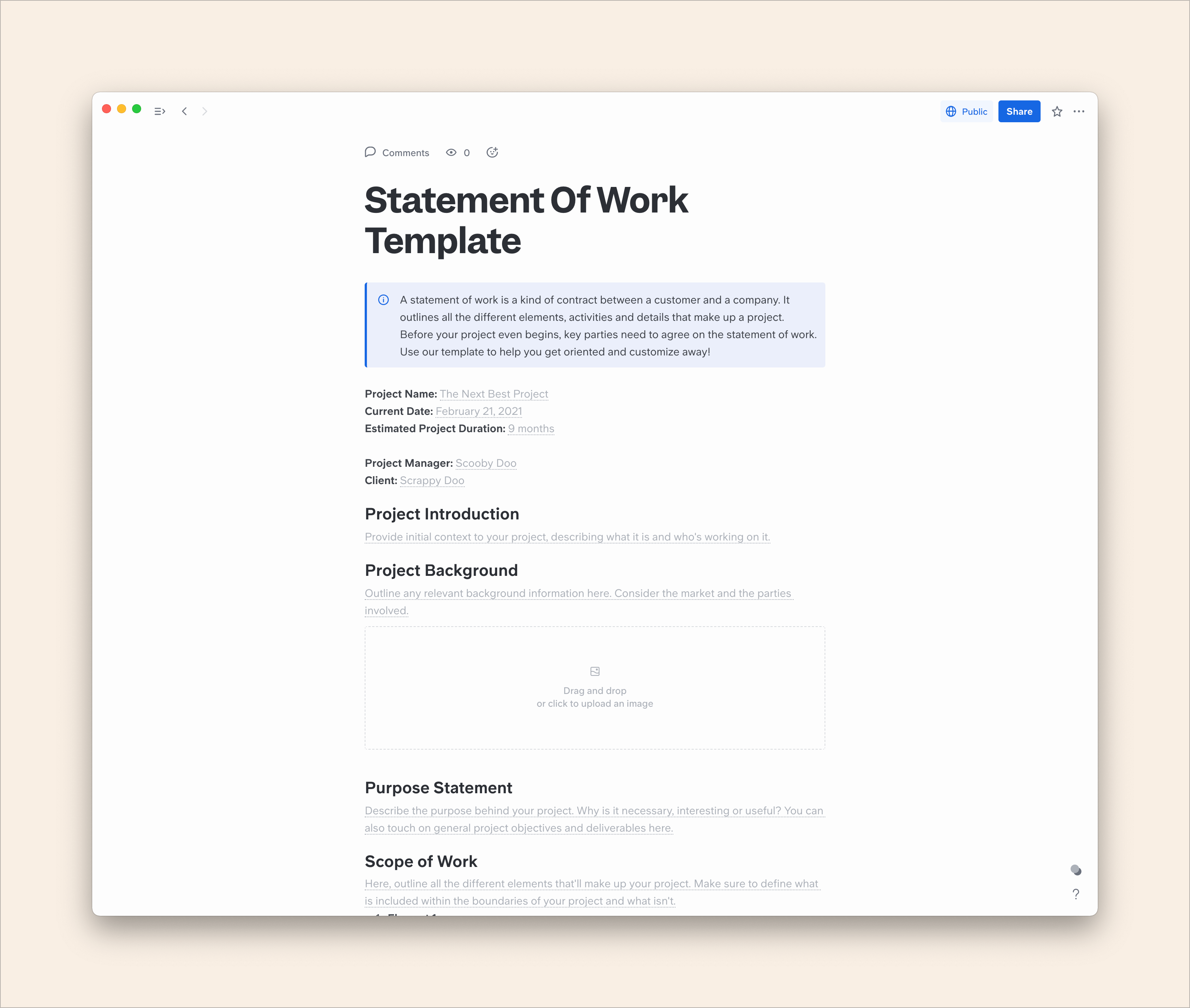 Scope Of Work Agreement Template